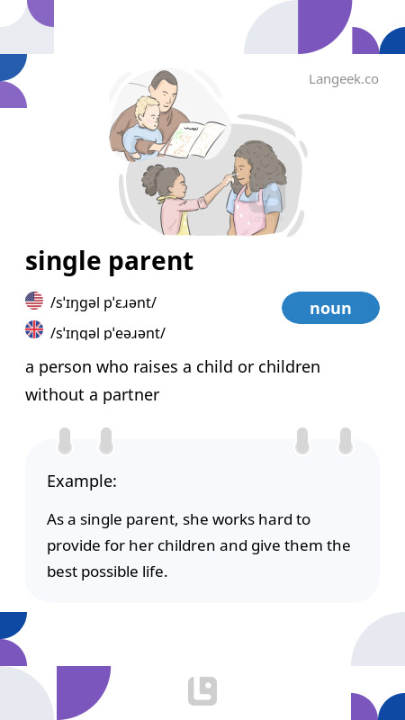 Definition & Meaning of "Single parent" | Picture Dictionary