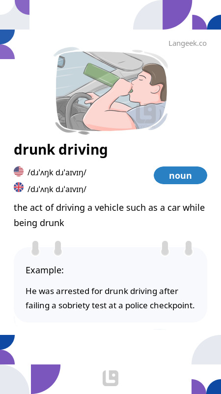 Definition & Meaning of "Drunk driving" | Picture Dictionary