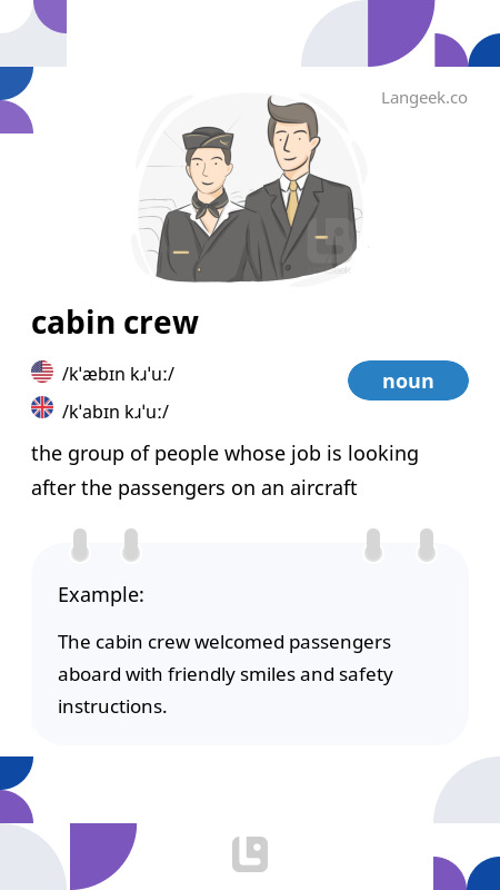 Definition & Meaning of "Cabin crew" | Picture Dictionary