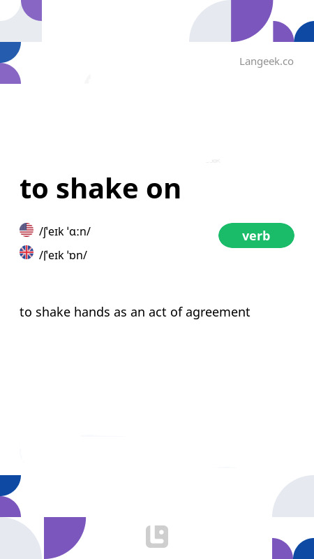 Definition & Meaning of "Shake on" | Picture Dictionary
