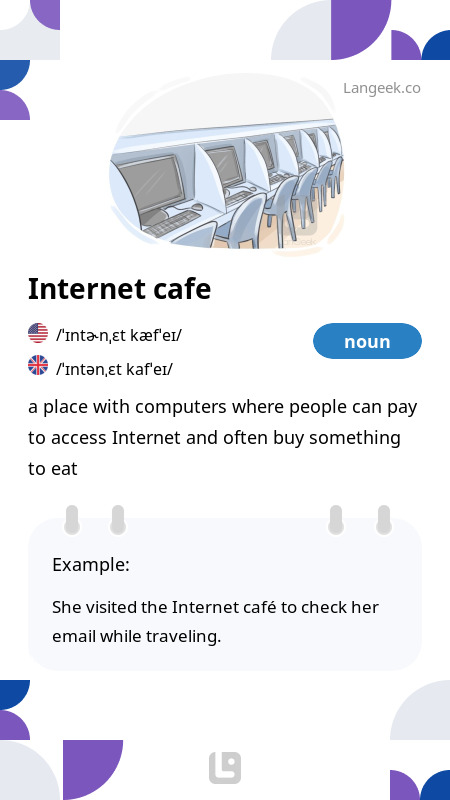Definition & Meaning of "Internet cafe" | Picture Dictionary