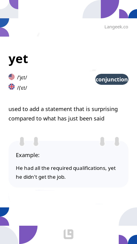Definition & Meaning of "Yet" | LanGeek