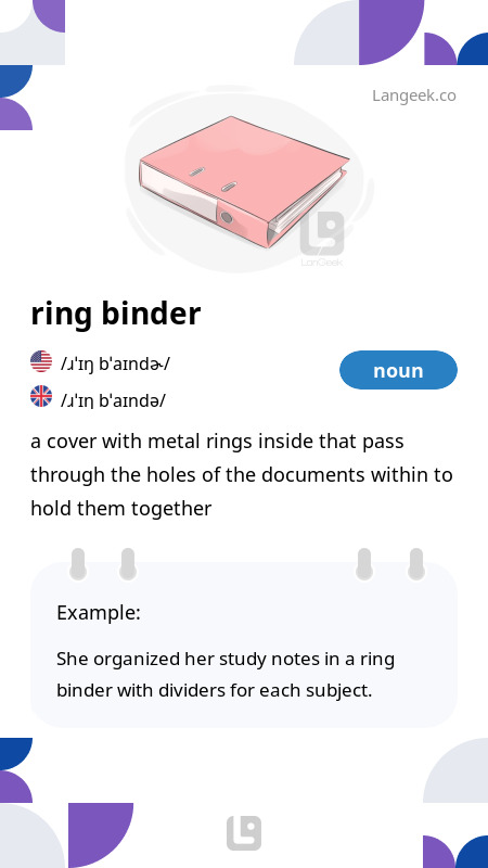 Definition & Meaning of "Ring binder" | Picture Dictionary