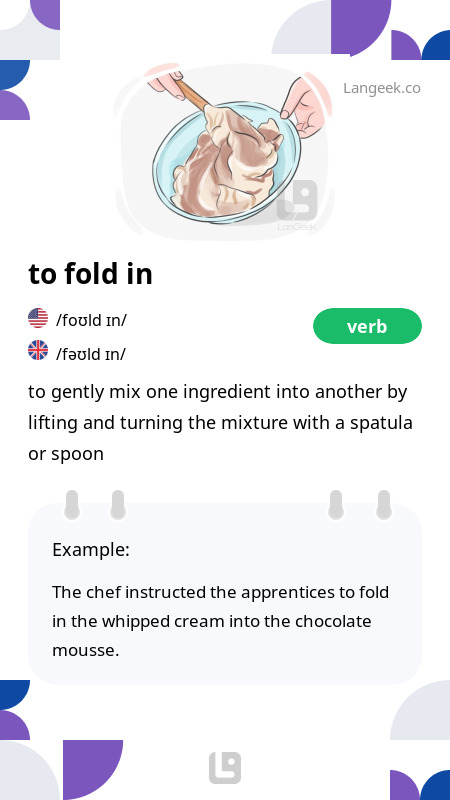 Definition & Meaning of "Fold in" | LanGeek
