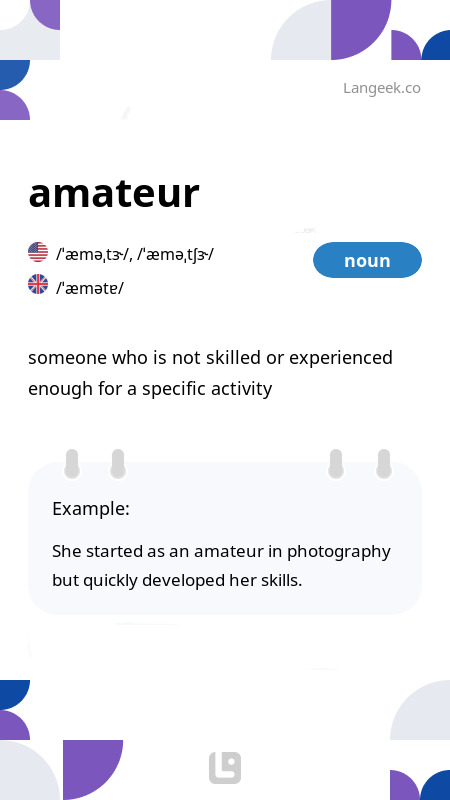 Definition & Meaning of "Amateur" | Picture Dictionary