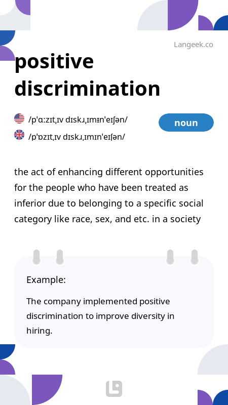 Definition & Meaning of "Positive discrimination" | Picture Dictionary