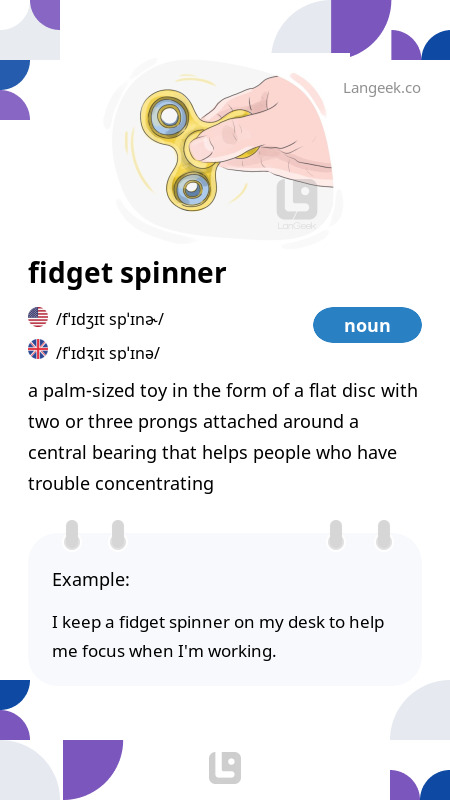 Definition & Meaning of "Fidget spinner" | Picture Dictionary