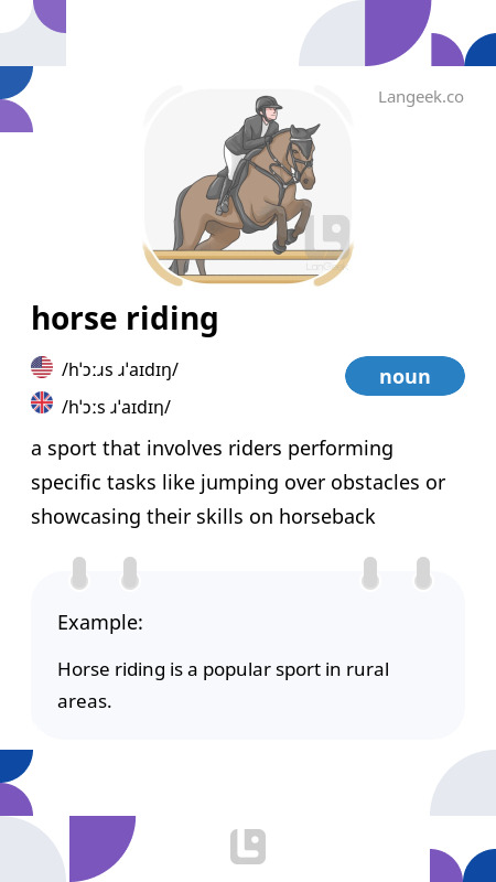 Definition & Meaning of "Horse riding" | LanGeek