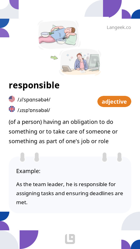 Definition & Meaning of "Responsible" | Picture Dictionary