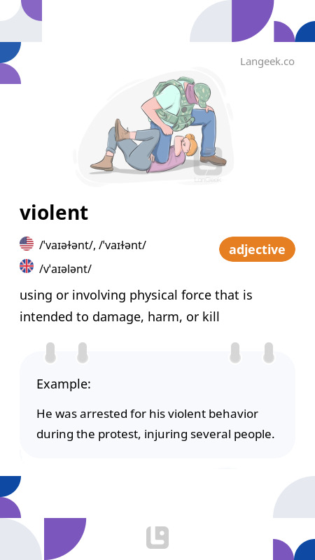 Definition & Meaning of "Violent" | LanGeek