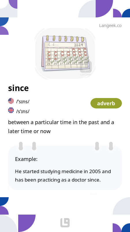 Definition & Meaning of "Since" | LanGeek