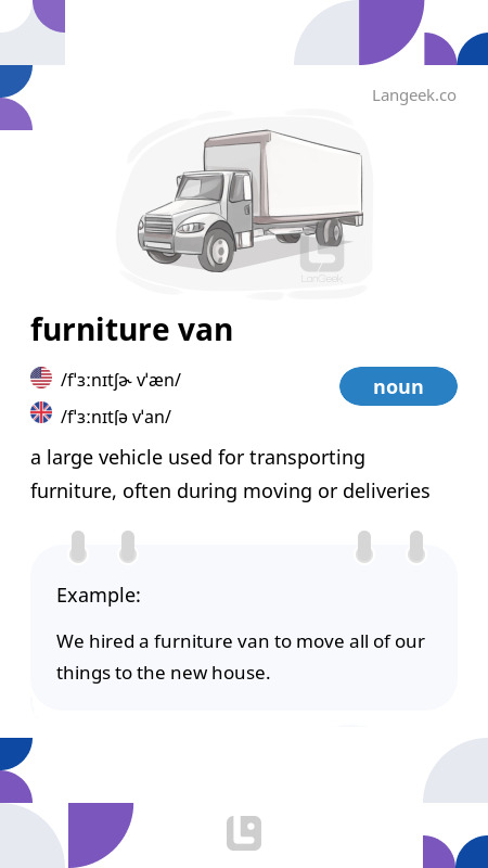 Definition & Meaning of "Furniture van" | Picture Dictionary