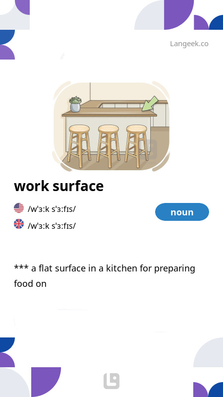 Definition & Meaning of "Work surface" | Picture Dictionary