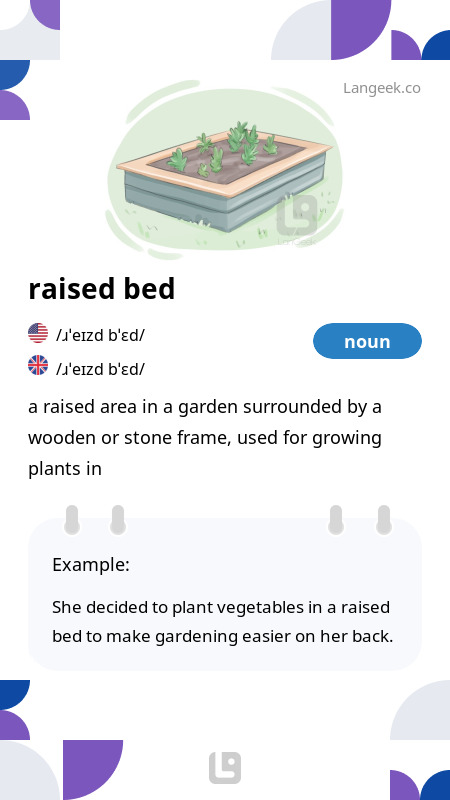 Definition & Meaning of "Raised bed" | LanGeek