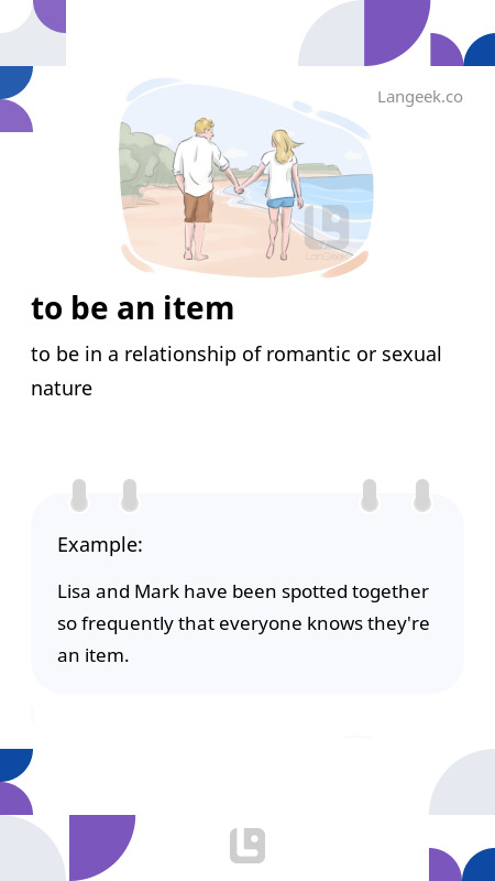 Definition & Meaning of "Be an item" | Picture Dictionary