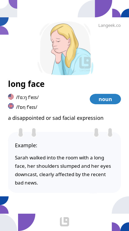Definition & Meaning of "Long face" | LanGeek
