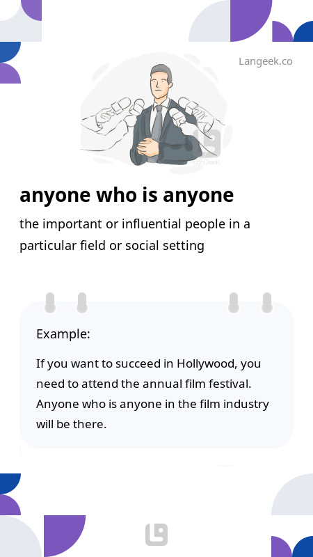 Definition & Meaning of "Anyone who is anyone" | Picture Dictionary