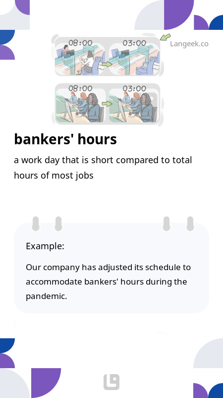 Definition & Meaning of "Bankers' hours" | LanGeek