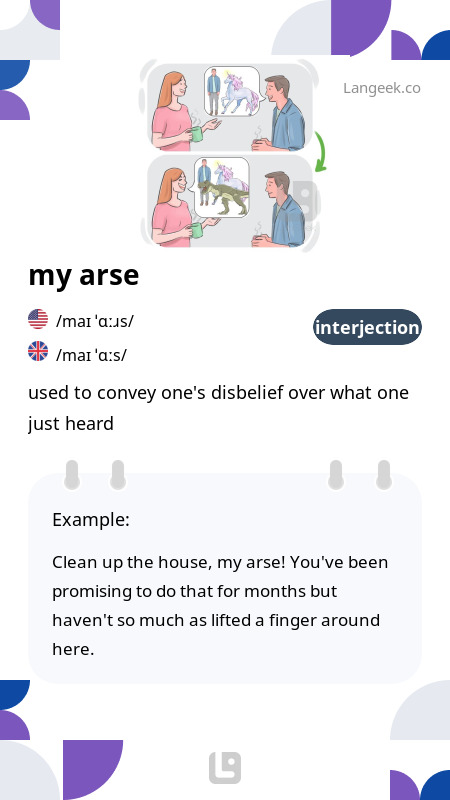 Definition & Meaning of "My arse" | Picture Dictionary