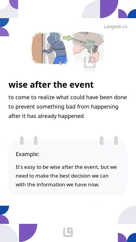 Definition & Meaning of "Wise after the event" | Picture Dictionary