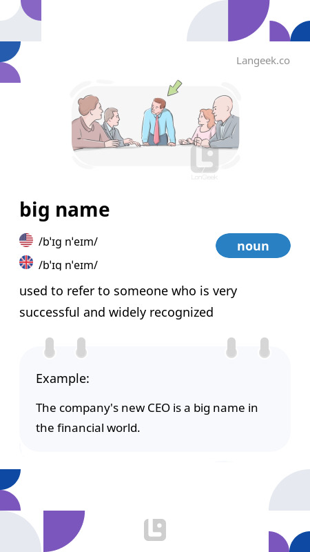 Definition & Meaning of "Big name" | Picture Dictionary