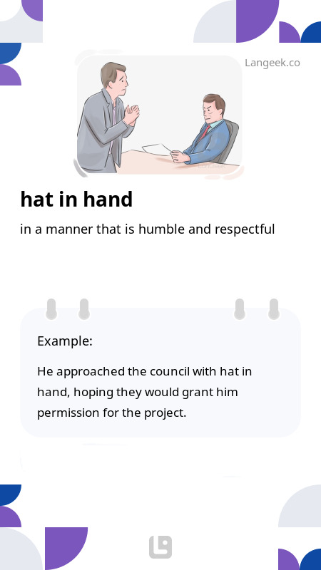 Definition & Meaning of "Hat in hand" | LanGeek