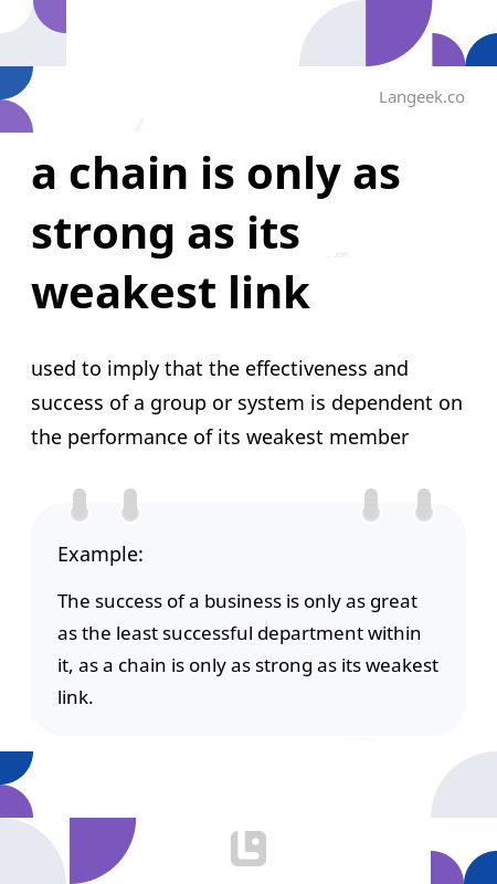 Definition & Meaning of "A chain is only as strong as its weakest link ...