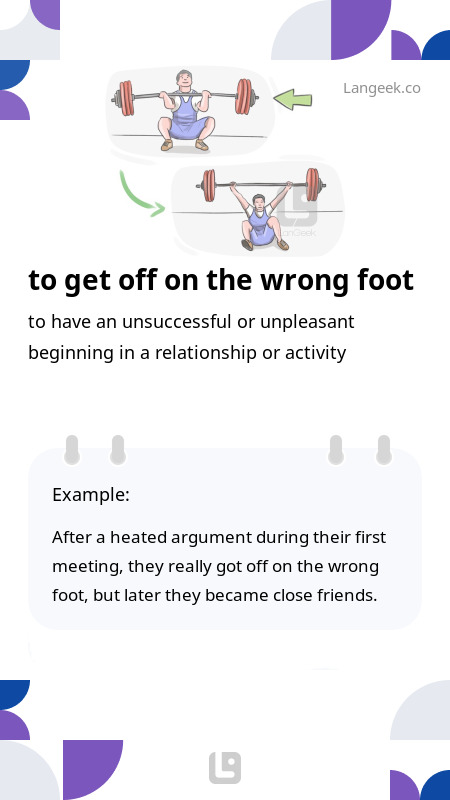 Definition & Meaning of "Get off on the foot" | Picture Dictionary