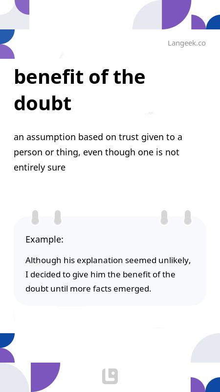 Definition & Meaning of "Benefit of the doubt" | Picture Dictionary