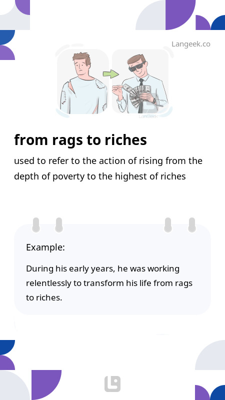 Definition & Meaning of "From rags to riches" | Picture Dictionary