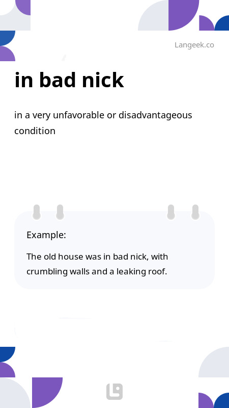 Definition & Meaning of "In nick" | Picture Dictionary