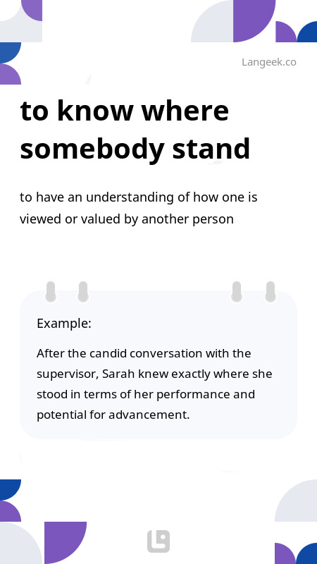 Definition & Meaning of "Know where stand" | LanGeek