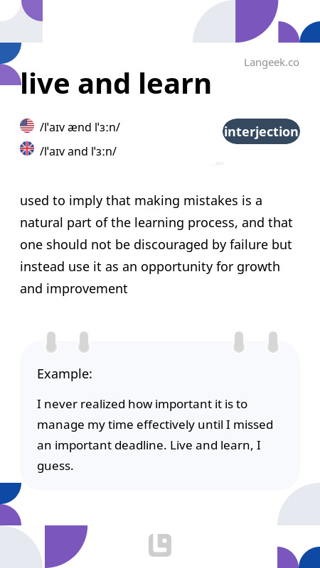 Definition & Meaning of "Live and learn" | Picture Dictionary