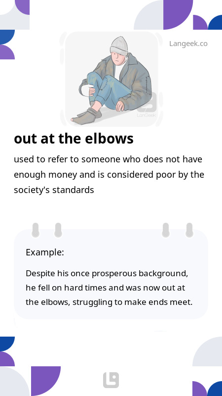 Definition & Meaning of "Out at elbows" | Picture Dictionary