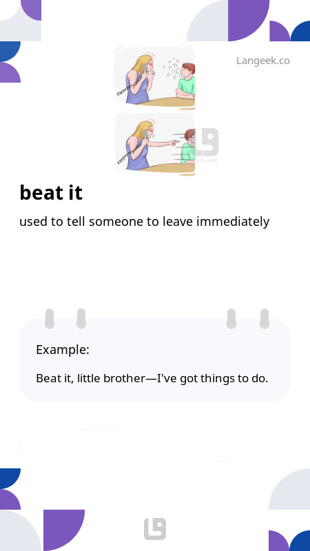 Definition & Meaning of "Beat it" | Picture Dictionary