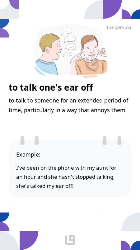 Definition & Meaning of "Talk ear off" | Picture Dictionary