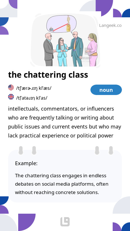 Definition & Meaning of "Chattering class" | Picture Dictionary