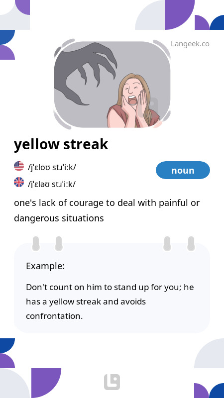 Definition & Meaning of "Yellow streak" | Picture Dictionary