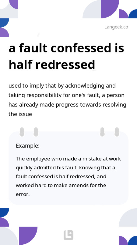 Definition & Meaning of "A fault confessed is half redressed" | Picture ...