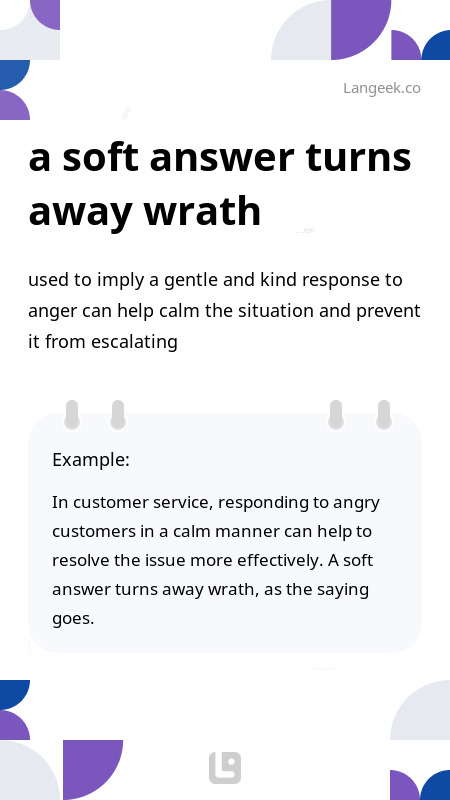 Definition & Meaning of "A soft answer turns away wrath" | Picture ...
