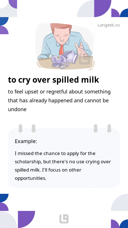 Definition & Meaning of "Cry over spilled milk" | Picture Dictionary