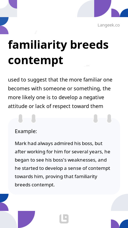 Definition & Meaning of "Familiarity breeds contempt" | Picture Dictionary