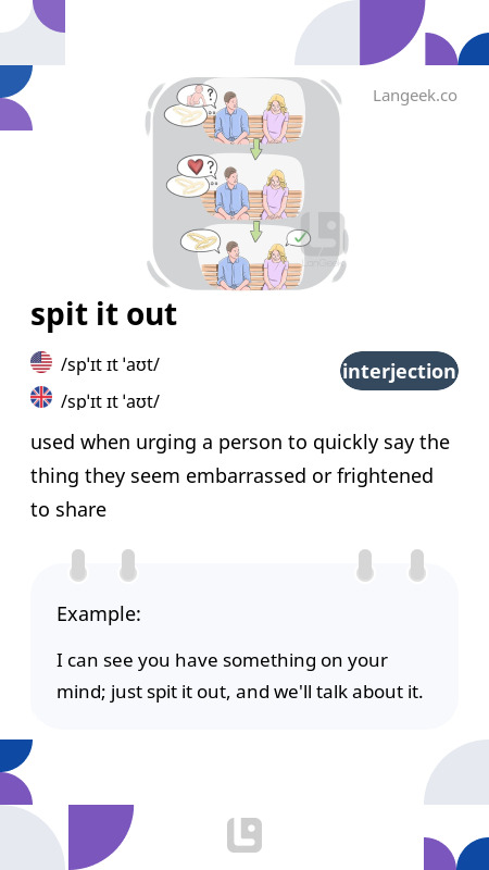 Definition & Meaning of "Spit it out" | Picture Dictionary