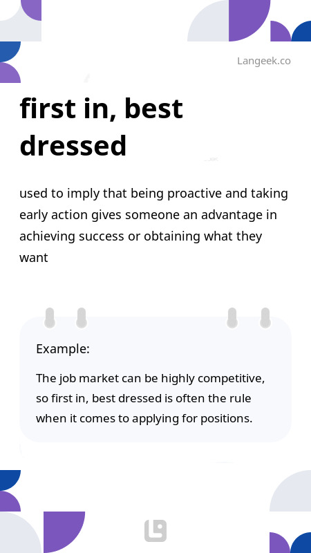 Definition & Meaning of "First in best dressed" | Picture Dictionary