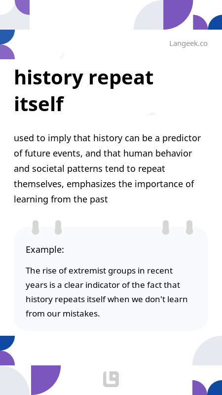 Definition & Meaning of "History repeat itself" | Picture Dictionary