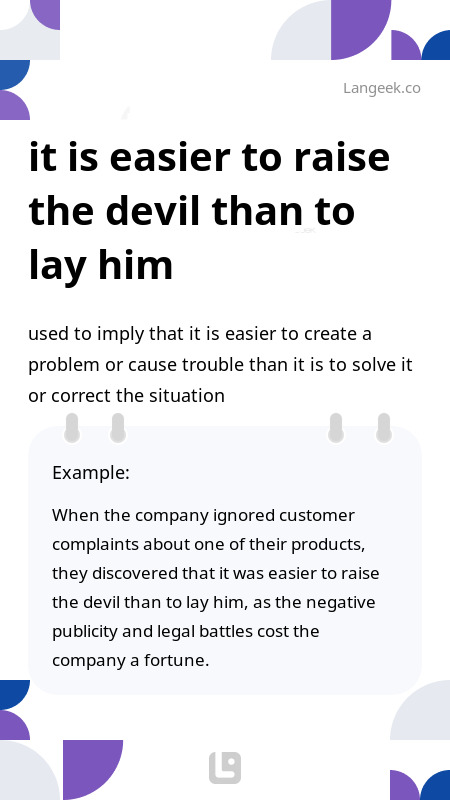 Definition & Meaning of "It is easier to raise the devil than to lay ...