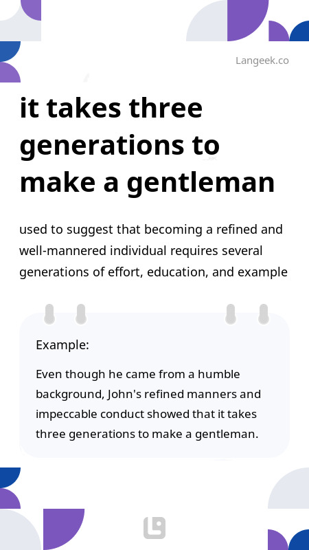 Definition & Meaning of "It takes three generations to make a gentleman ...