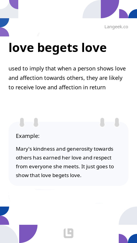Definition & Meaning of "Love begets love" | Picture Dictionary