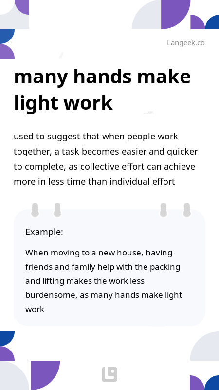 Definition & Meaning of "Many hands make light work" | Picture Dictionary