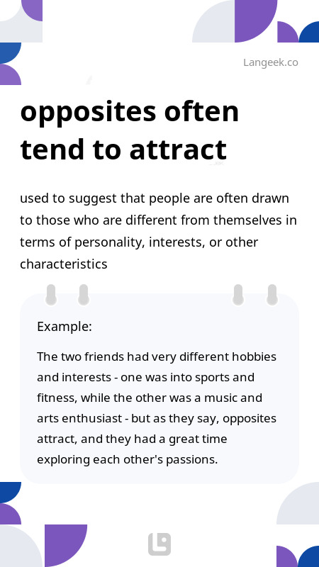 Definition & Meaning of "Opposites attract" | Picture Dictionary